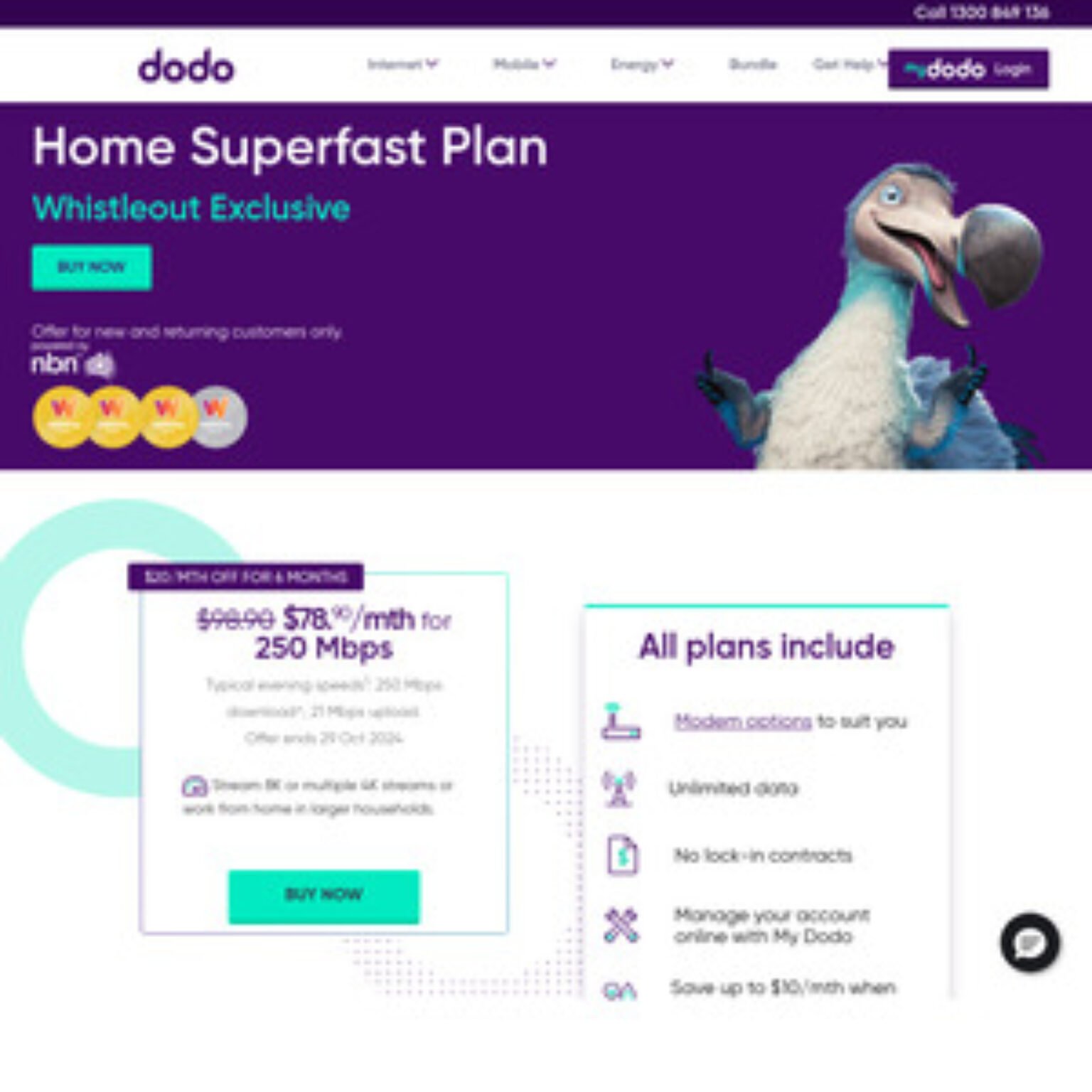 nbn 250/25Mbps $78.90/Month for 6 Months ($98.90/Month Ongoing, FTTP ...
