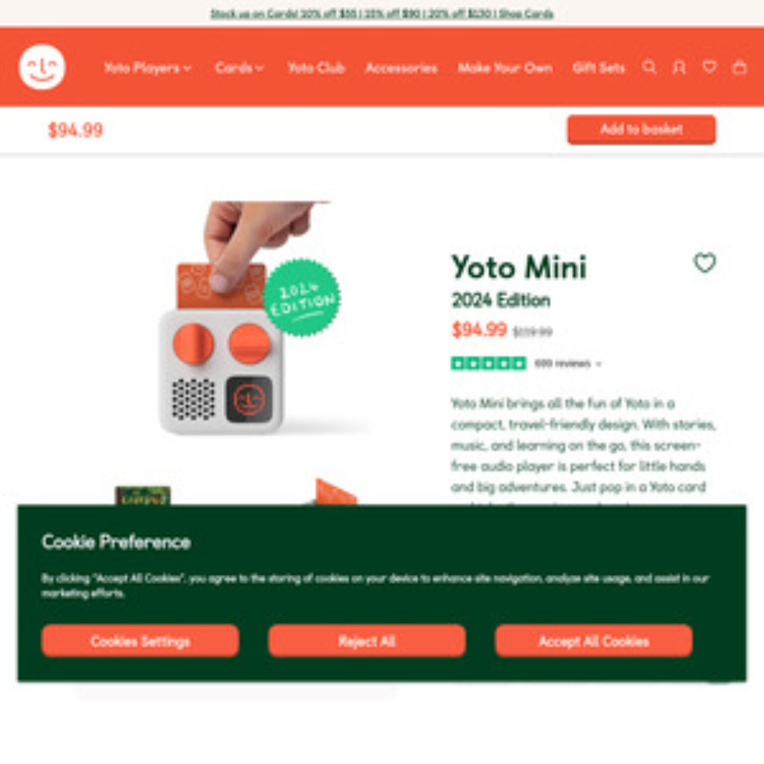 Yoto Mini $94.99 ($119.99) Yoto player 3rd gen ($119.99) @ Yoto ...