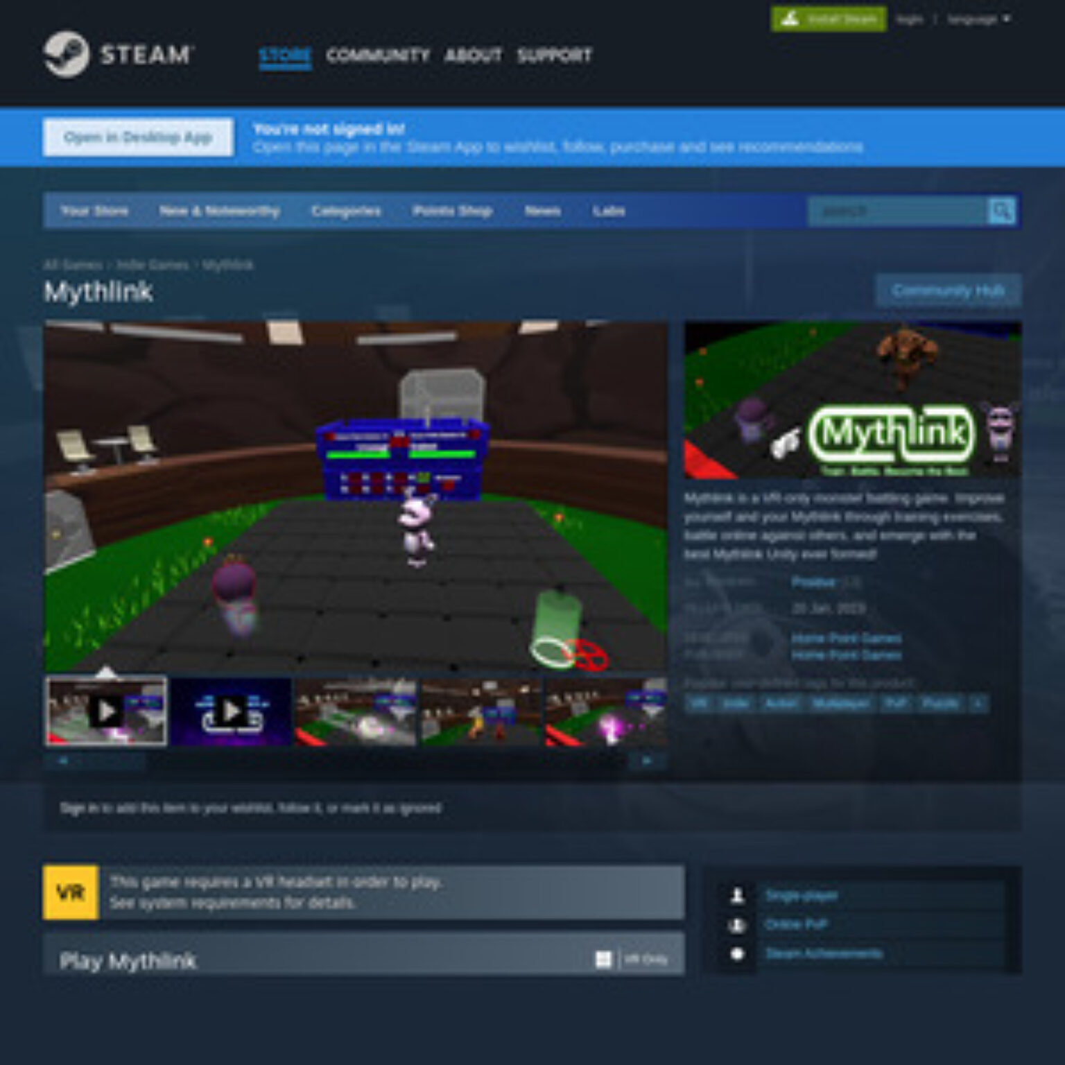 [PC, Steam, VR] Free – Mythlink @ Steam – Dollaroo