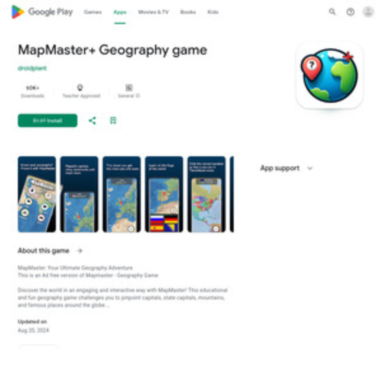 [Android] MapMaster+ Geography game (was $1.59) – Free @ Google Play Store – Dollaroo
