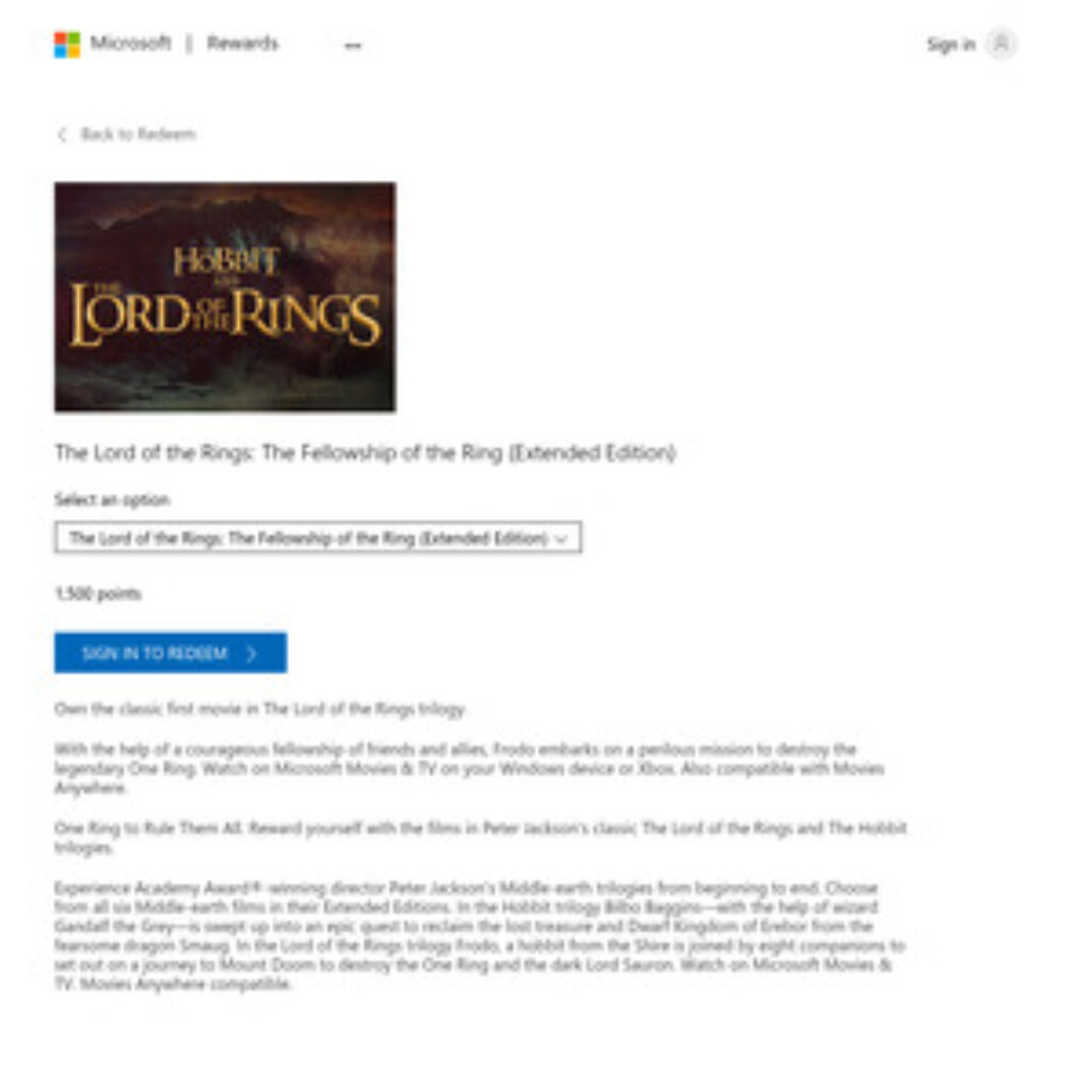 The Lord of the Rings and The Hobbit Movies for 1500 Points Each ...