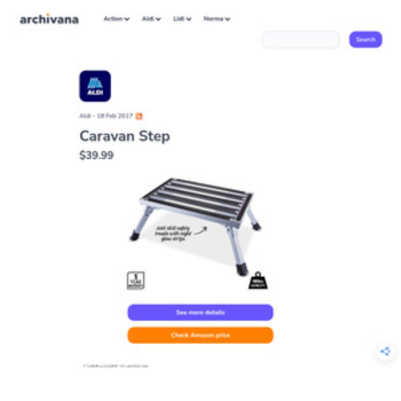 Adventuridge steel 180kg Folding Caravan Step $39.98 @ Aldi – Dollaroo